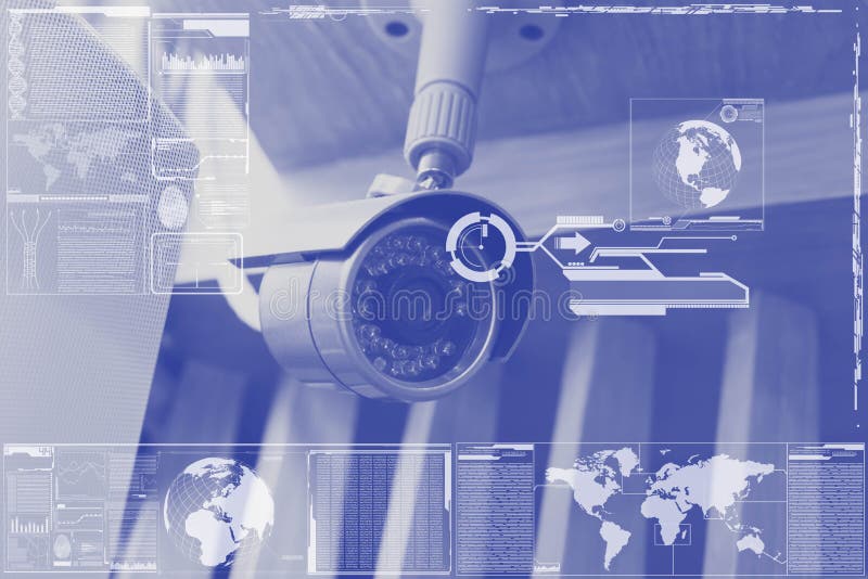 CCTV Technology on Screen Display Stock Image - Image of record ...