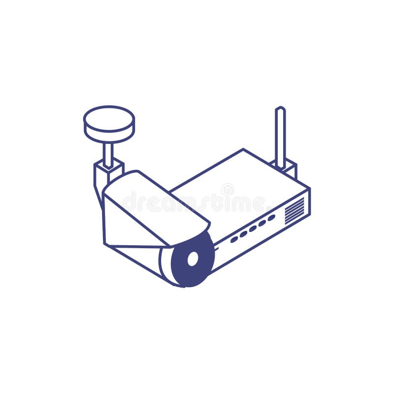 Cctv Video Camera Device with Router Stock Illustration - Illustration ...