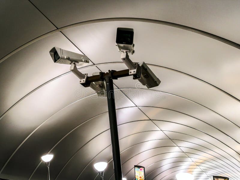 An Overhead Security Camera at a Subway Station Stock Photo - Image of ...