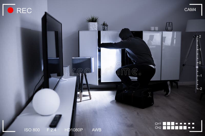 CCTV Video Surveillance Camera Showing Intruder Stock Image - Image of ...