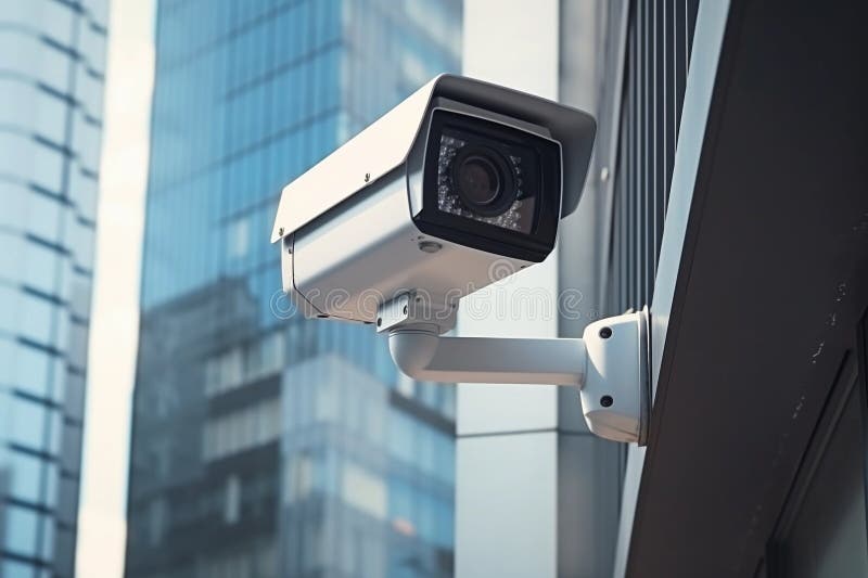 CCTV on the Wall Outside Building. Generative AI Stock Illustration ...