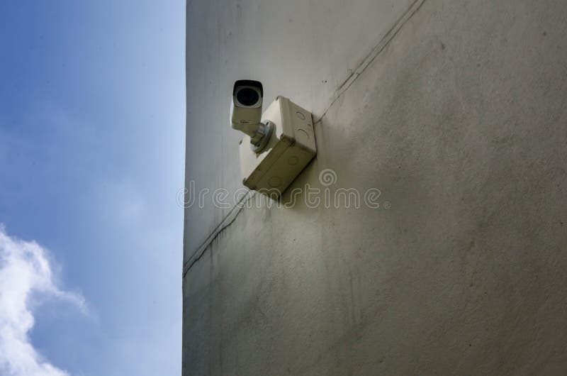 CCTV on wall in shady day stock image. Image of monitoring - 107511295