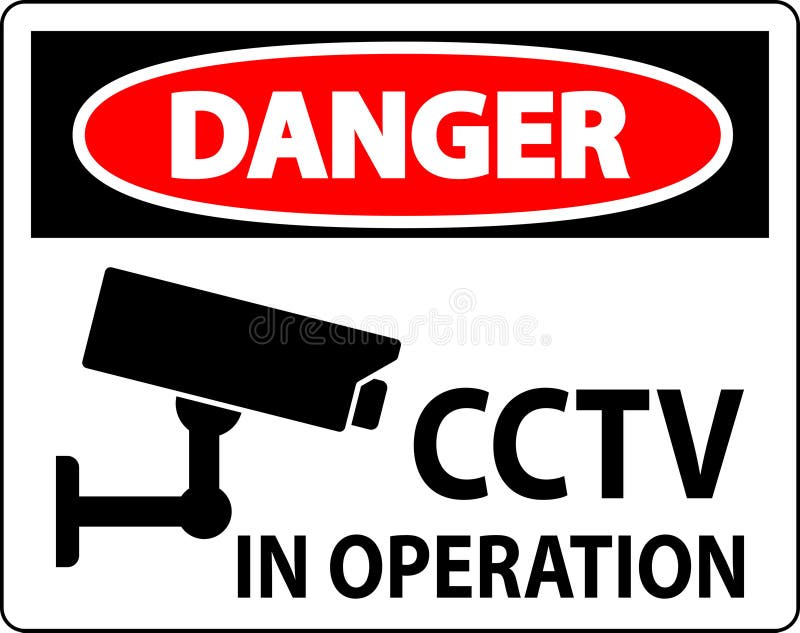 CCTV Warning Sign Displaying Danger and Surveillance Measures Stock ...