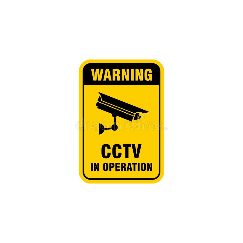 CCTV Warning Sign stock illustration. Illustration of silhouette ...