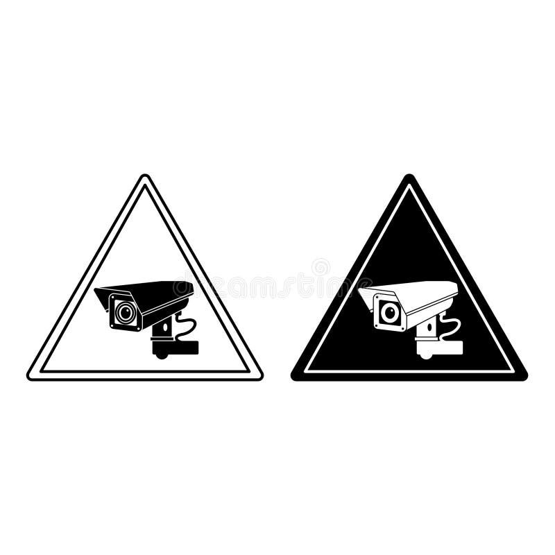 CCTV Warning Signs. stock illustration. Illustration of safety - 340554825