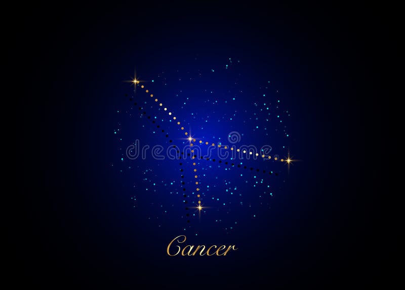Cancer Zodiac Constellations Sign on Beautiful Starry Sky with Galaxy ...