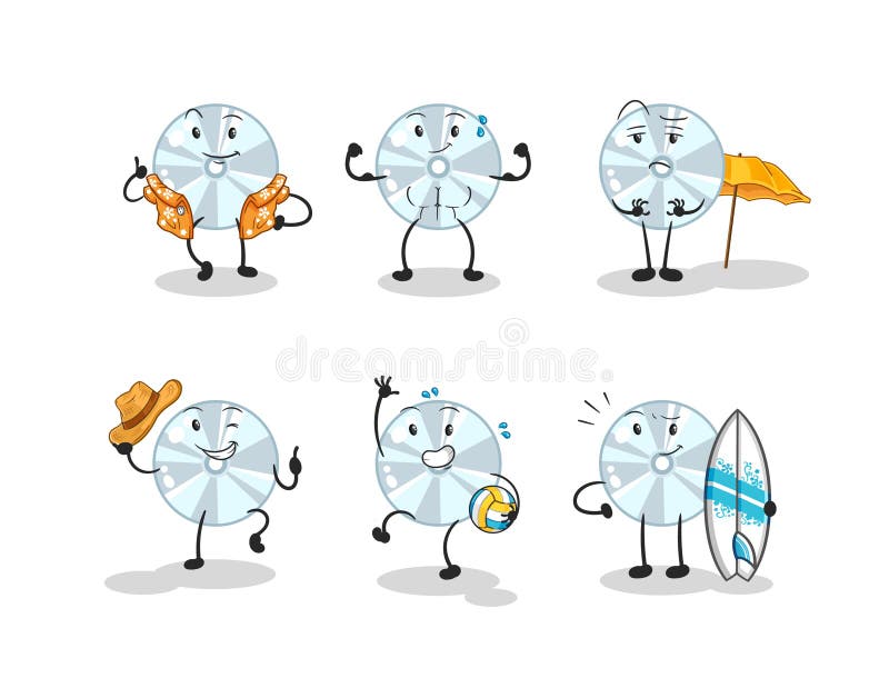 CD Beach Vacation Set Character. Cartoon Mascot Vector Stock Vector ...