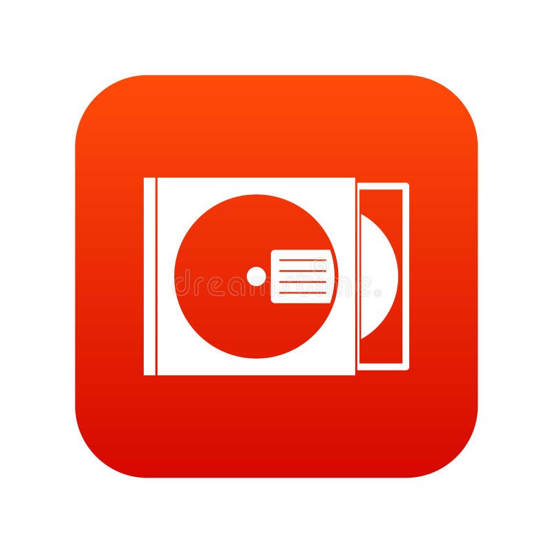 CD Box with Disc Icon Digital Red Stock Vector - Illustration of music ...