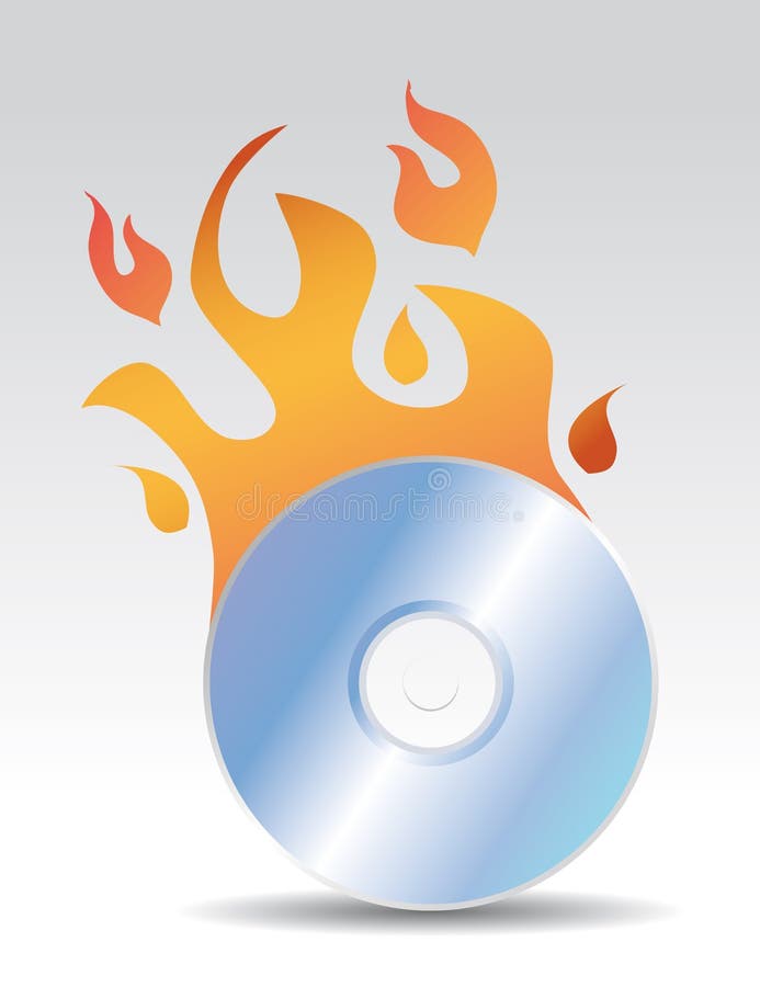 Burning CD stock vector. Illustration of burning, icon - 1386336