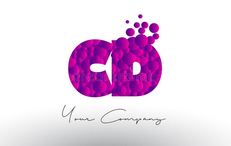 CD C D Dots Letter Logo with Purple Bubbles Texture. Stock Vector ...