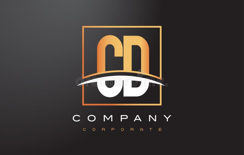 CD C D Golden Letter Logo Design with Gold Square and Swoosh. Stock ...