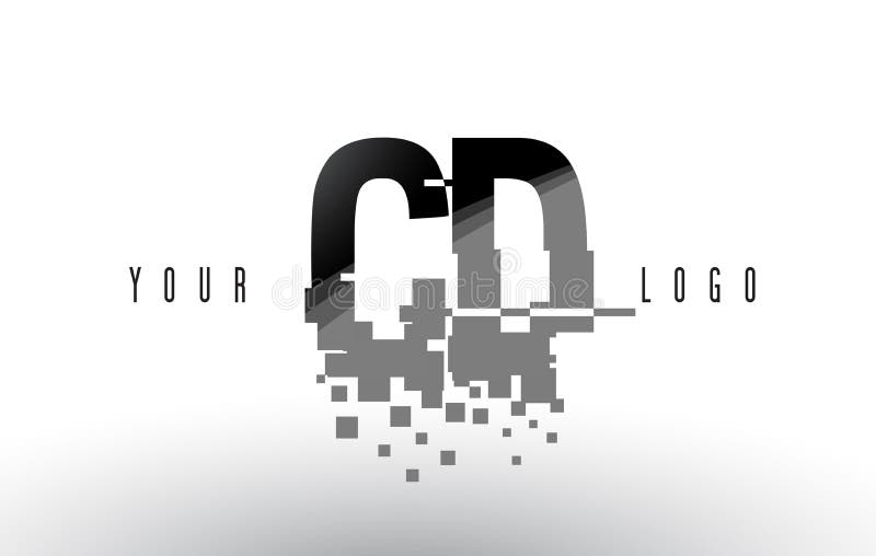 CD C D Pixel Letter Logo with Digital Shattered Black Squares Stock ...