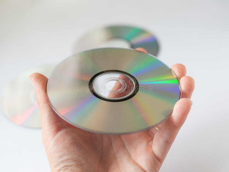 Cd Compact Disc in the Hand on White Background Stock Image - Image of ...