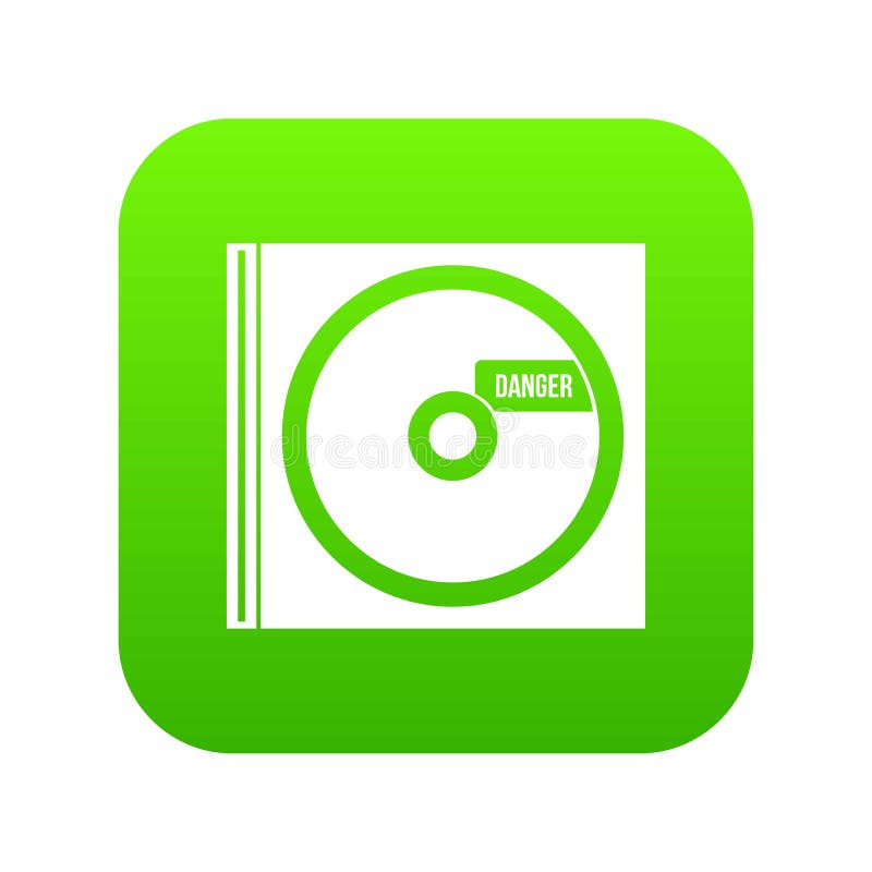 CD with Danger Lettering Icon Digital Green Stock Illustration ...