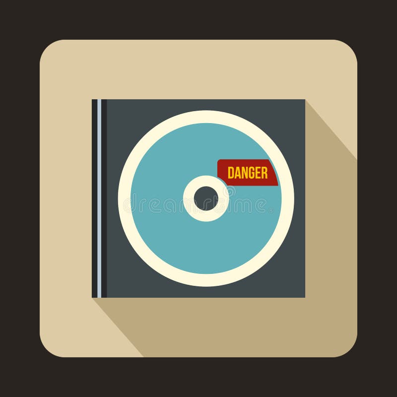CD with Danger Lettering Icon, Flat Style Stock Illustration ...