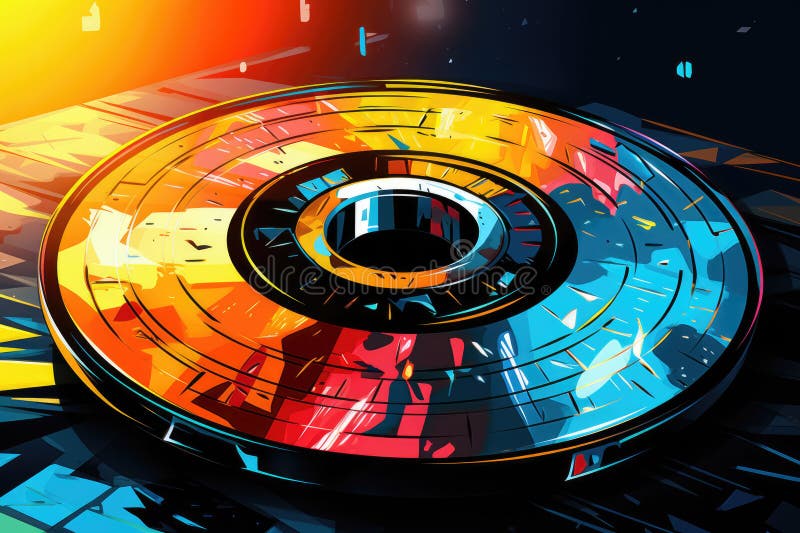 CD Disc, Bright Creative Music Collage in Drawing Style Stock Image ...