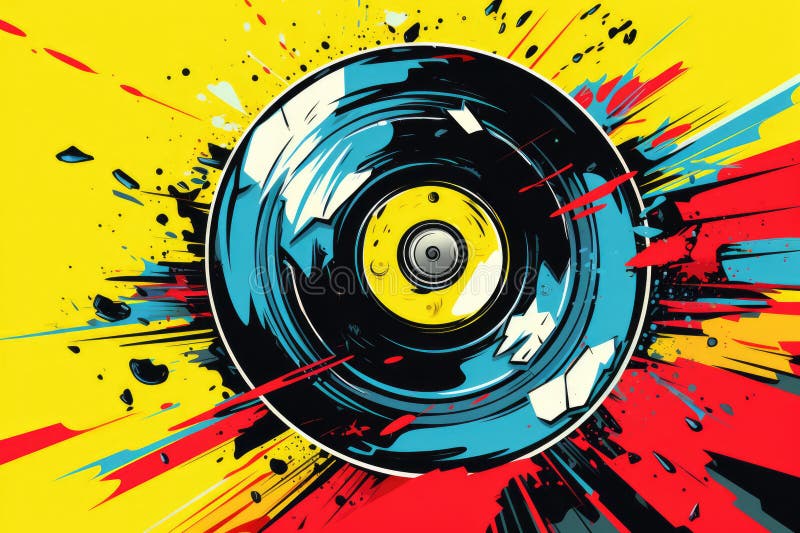 CD Disc, Bright Creative Music Collage in Drawing Style Stock Photo ...