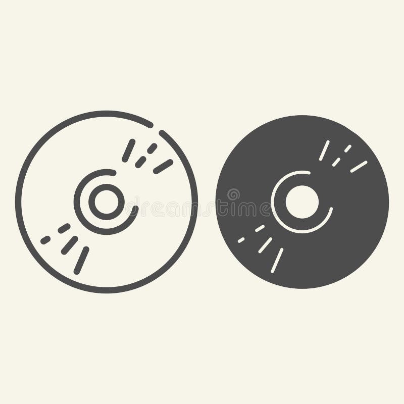 CD Disc Line and Glyph Icon. Data Vector Illustration Isolated on White ...