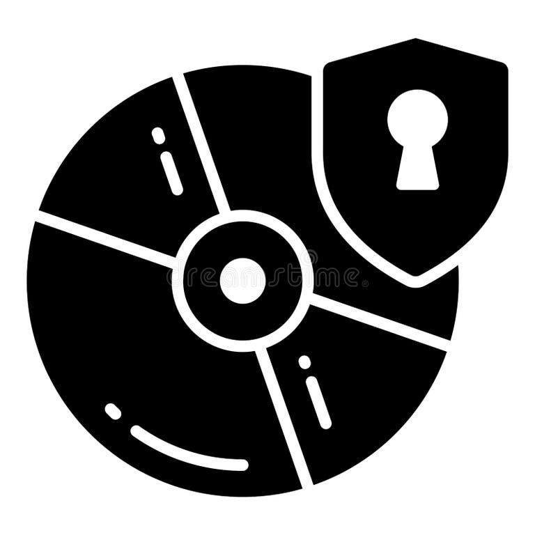 CD Disc Protection, Protection and Security Vector Icons Set Cyber ...
