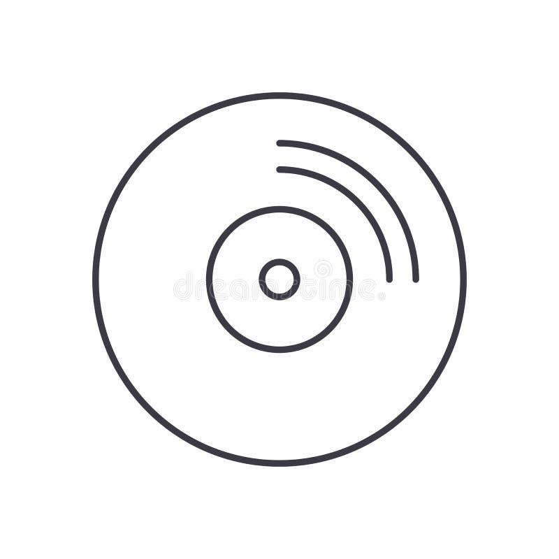 Cd Disc Line Icon, Vector. Cd Disc Outline Sign, Concept Symbol, Flat ...