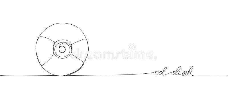 CD Disk, Compact Disc One Line Art. Continuous Line Drawing of Storage ...