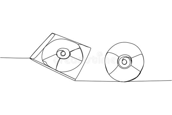 CD Disk, Compact Disc Set One Line Art. Continuous Line Drawing of ...