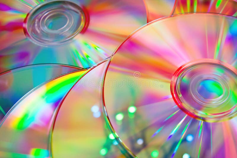 CD Disks with Rainbow Reflection. Stock Image - Image of recordable ...