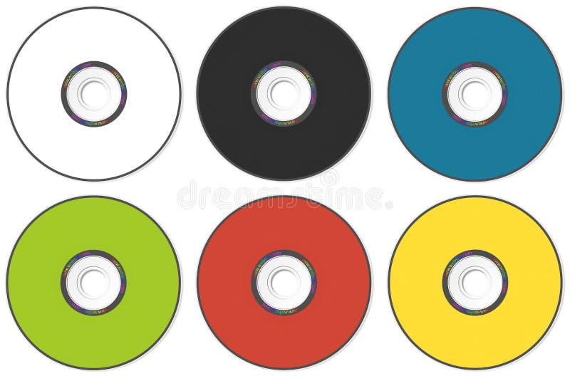 CD or DVD Compact Disc of Different Colors on a Wh Stock Vector ...