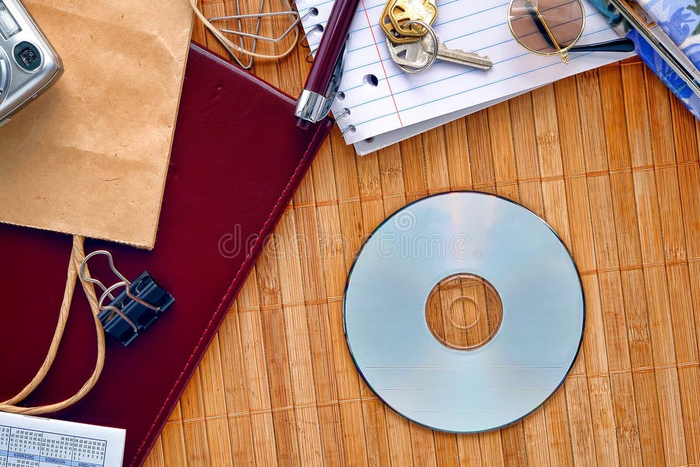 CD or DVD Disc on Messy Desk with Blank Copy Space Stock Image - Image ...