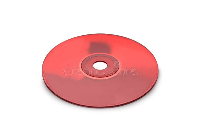 CD or DVD Disk Isolated on White Background. Red Flat Disc, Side View ... CD or DVD Disk Isolated on White Background. Red Flat Disc, Side View ...