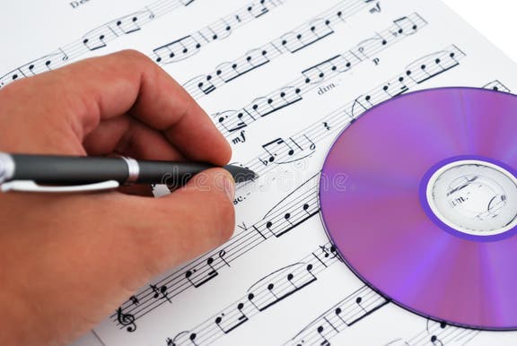 Cd or Dvd Drive and Musical Notes Stock Image - Image of musical ...