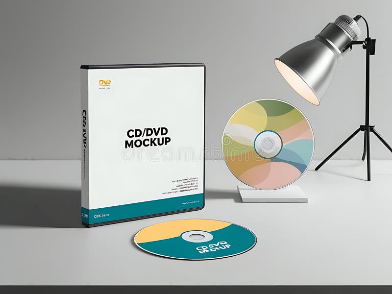 CD DVD Mockup Display with Lighting and Discs Stock Illustration ...