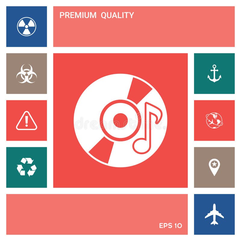 CD, DVD with Music Symbol Icon . Elements for Your Design Stock Vector ...