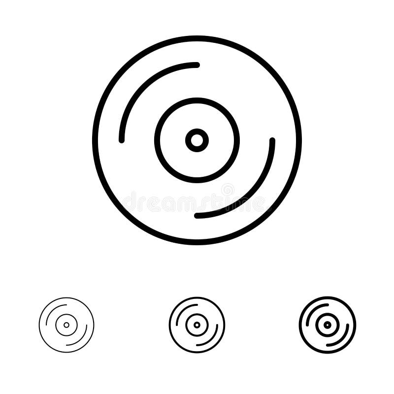 Cd, Dvd, Studio Bold and Thin Black Line Icon Set Stock Vector ...