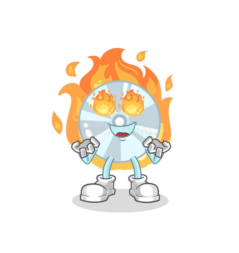 CD on Fire Mascot. Cartoon Vector Stock Vector - Illustration of burn ...