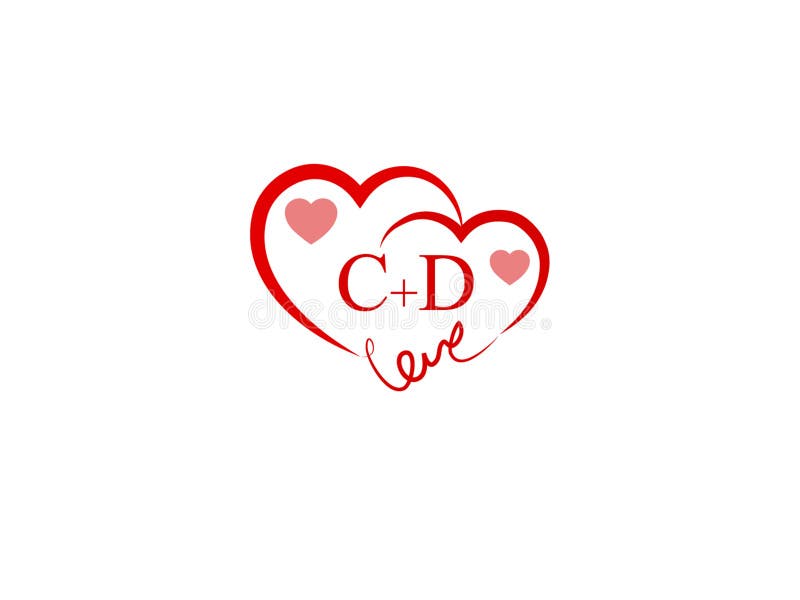 CD Initial Heart Shape Red Colored Logo Stock Vector - Illustration of ...