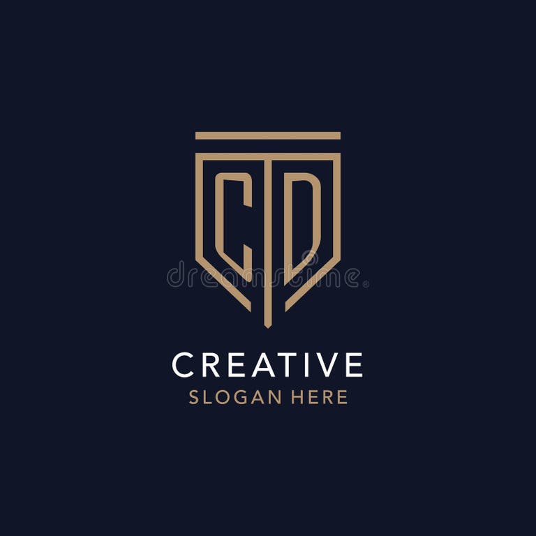 CD Initial Logo Monogram with Simple Luxury Shield Icon Design Stock ...
