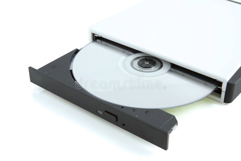 Cd insertado en un CD-ROM foto de archivo. Imagen de disco - 12438492