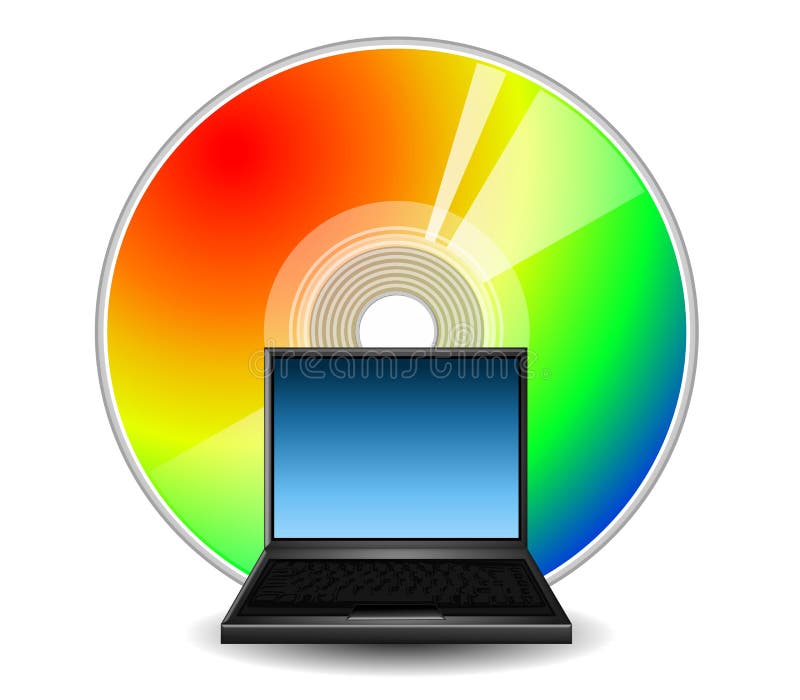 CD Laptop Van Gegevens Het Embleem Van De Computer Stock Illustratie ...