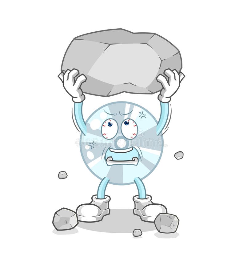 CD Lifting Rock Cartoon Character Vector Stock Vector - Illustration of ...