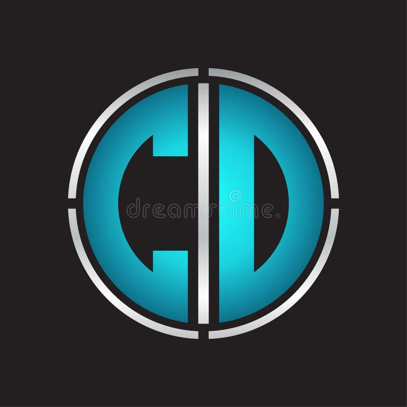 CD Logo Initial with Circle Line Cut Design Template on Blue Colors ...