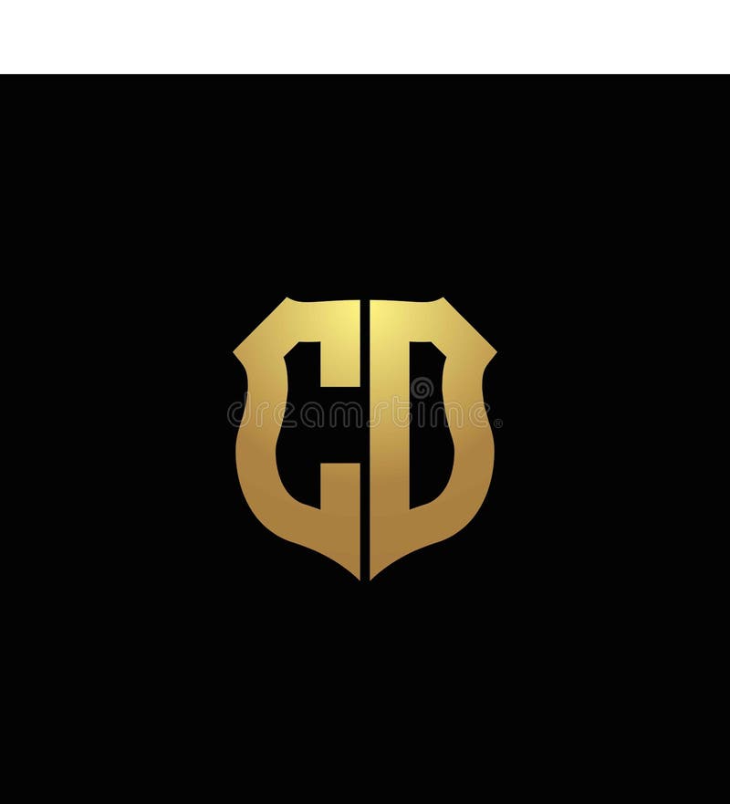 CD Logo Monogram with Gold Colors and Shield Shape Design Template ...