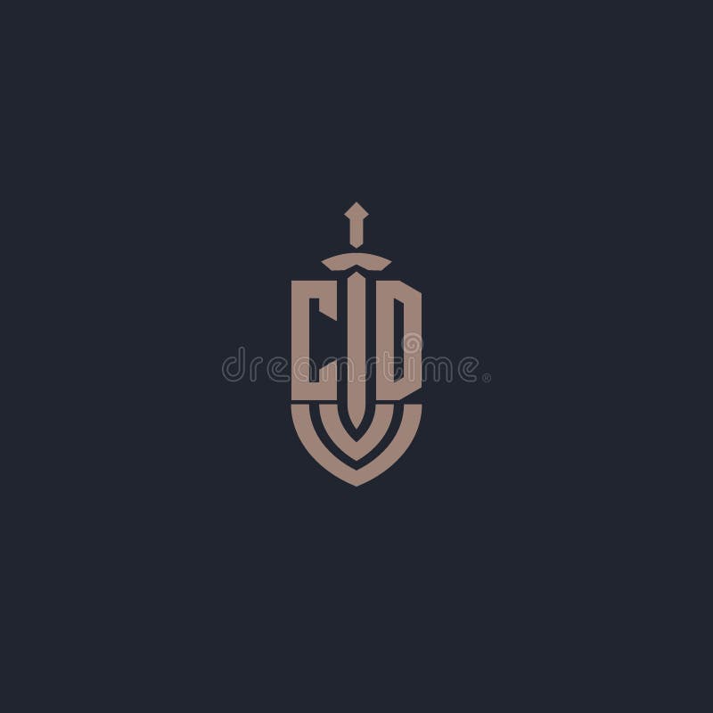 CD Logo Monogram with Sword and Shield Style Design Template Stock ...