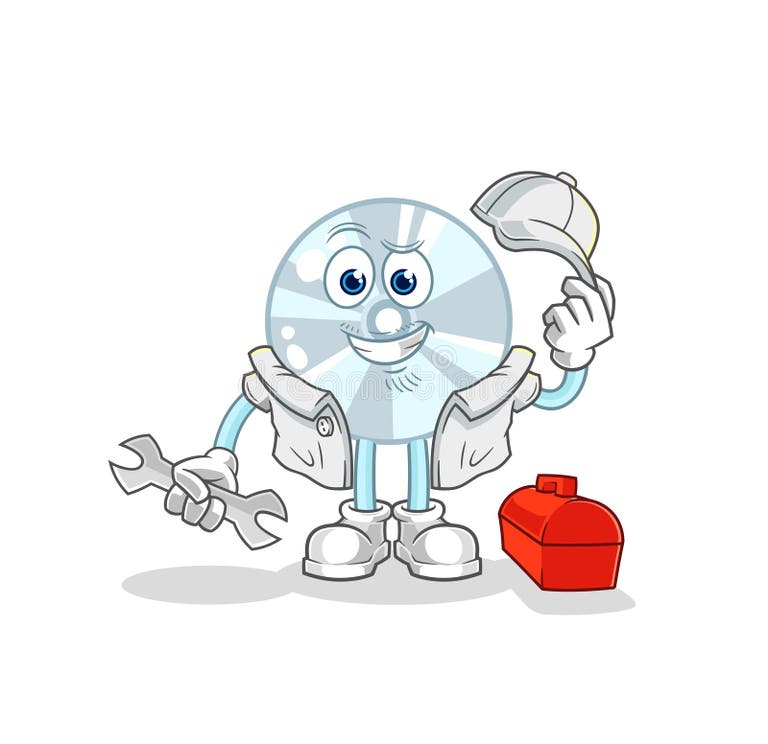 CD Mechanic Cartoon. Cartoon Mascot Vector Stock Vector - Illustration ...