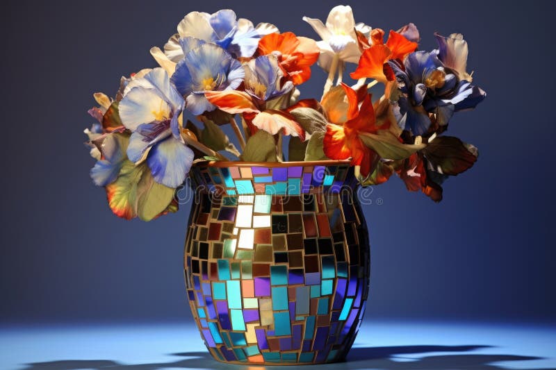 Cd Pieces Used As Reflective Tiles on a Flower Pot Stock Photo - Image ...