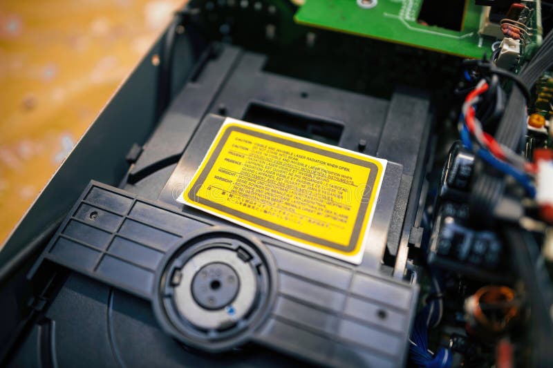 CD Player Internal Laser Warning Stock Photo - Image of optical, audio ...