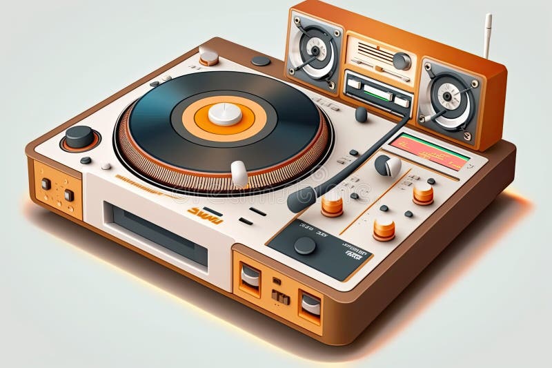 CD Player and Turntable DJ Mixer Stock Illustration - Illustration of ...