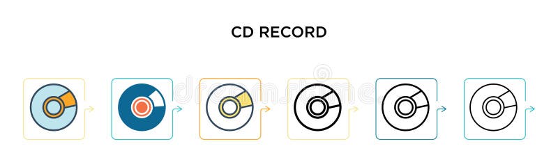 Cd Record Vector Icon in 6 Different Modern Styles. Black, Two Colored ...