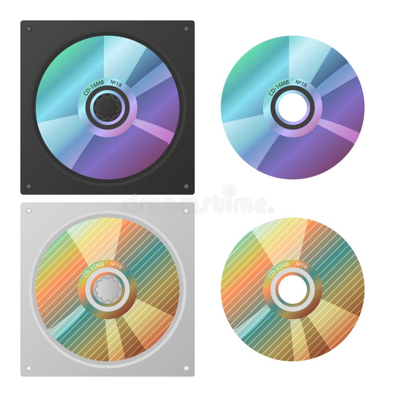 Colorful Realistic Retro CD Disks in a Box. Stock Vector - Illustration ...