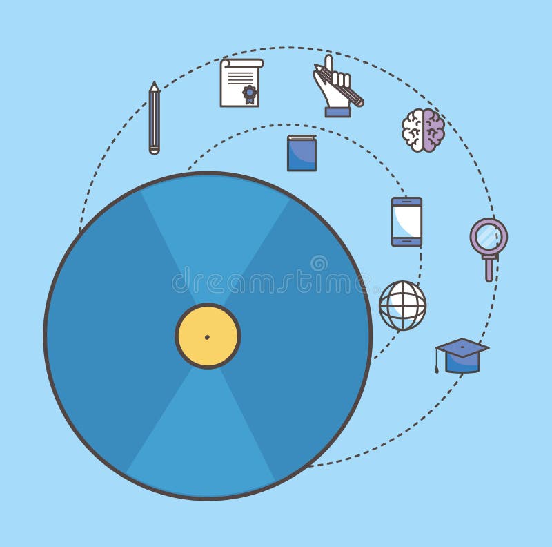 Cd and Social Media Icon Set Vector Design Stock Vector - Illustration ...